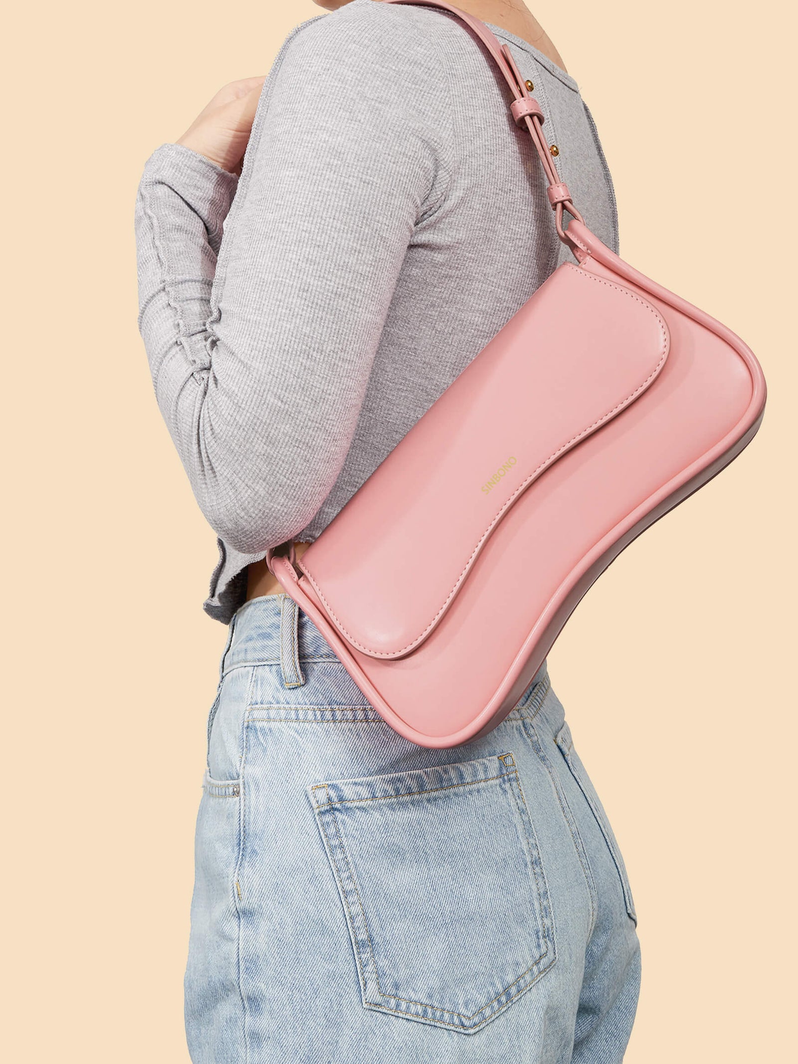 Zoe Pink Shoulder Bag | Cruelty Free Leather Bag - SINBONO